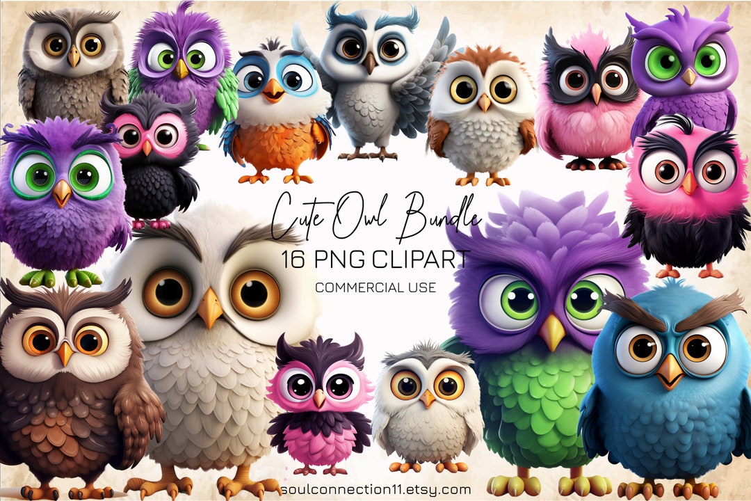Cute Owl PNG Clipart, Owl Images Bundle, Sublimation Design, Digital ...