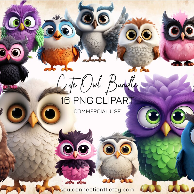 Cute Owls Clipart - Etsy