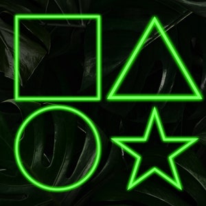 Green NEON Shapes, Neon Geometric Figures, Neon Light Effect, Neon PNG ...
