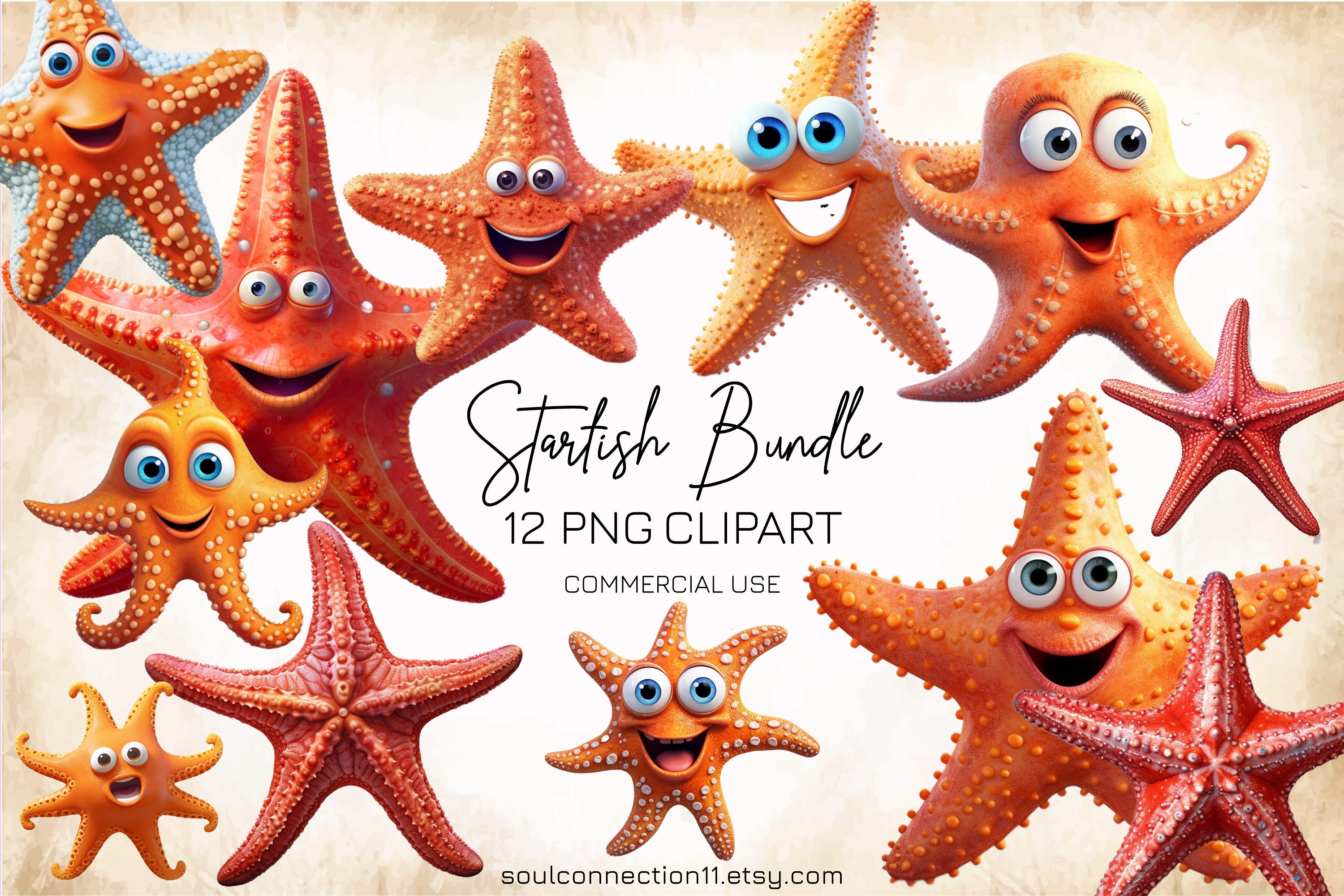 Starfish PNG Clipart Bundle Sea Star Clipart Under the Sea - Etsy