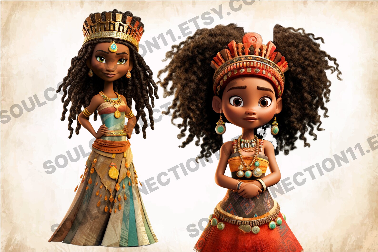 Cute Black Princess PNG Clipart Bundle, African Princess PNG Images ...