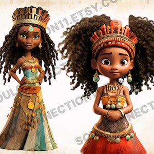 Cute Black Princess PNG Clipart Bundle, African Princess PNG Images ...
