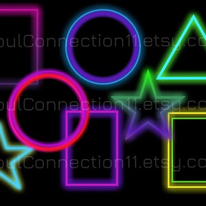 15 NEON PNG Shapes, Neon Geometric Figures, Neon Light Glow Effect ...