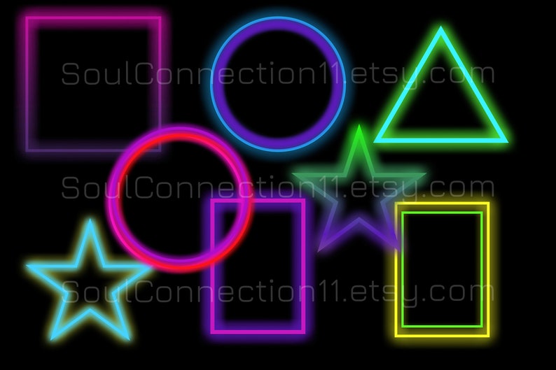 15 NEON PNG Shapes Neon Geometric Figures Neon Light Glow - Etsy