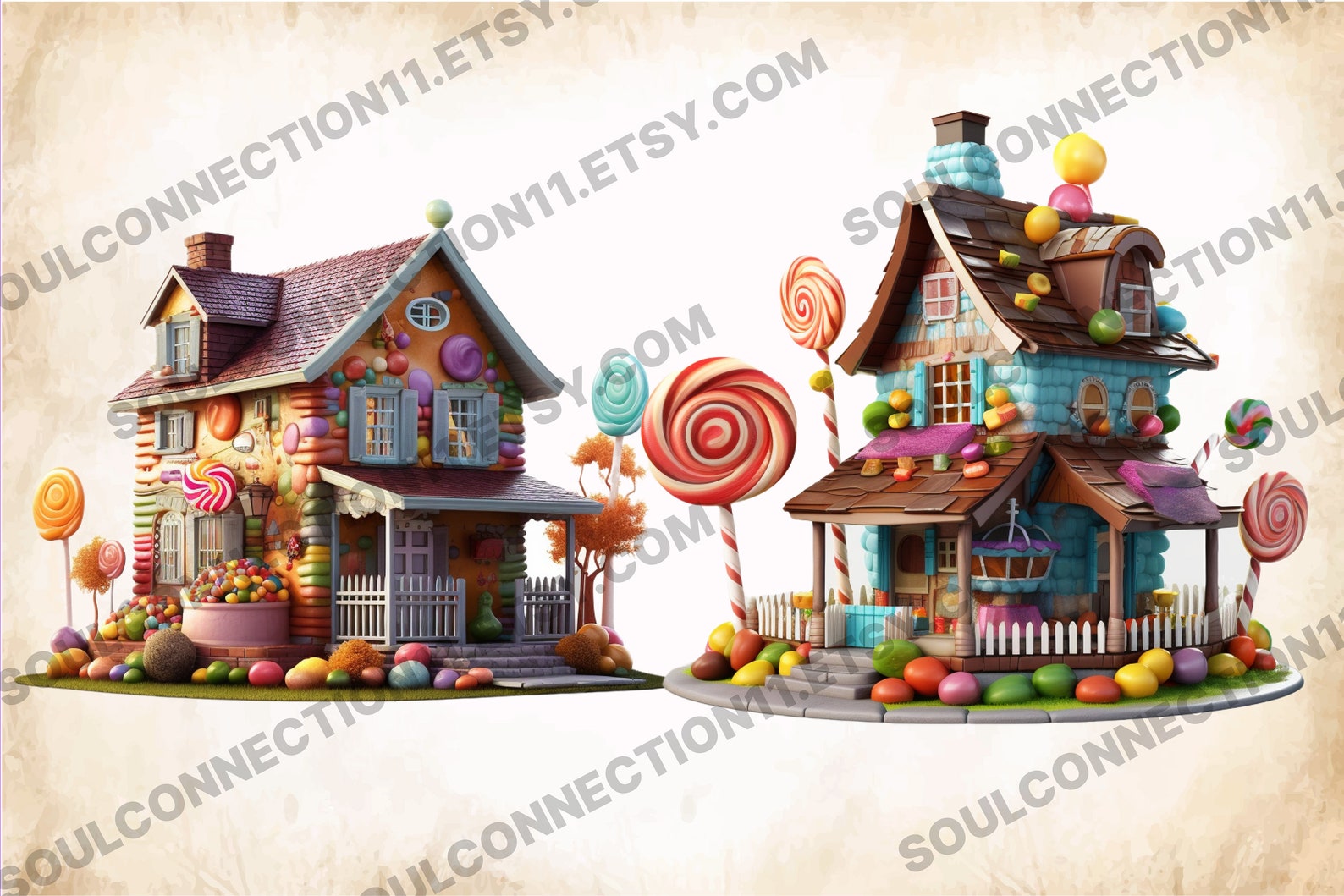 Fairy Candy Houses PNG Clipart Lollipop Houses Bundle Candy - Etsy