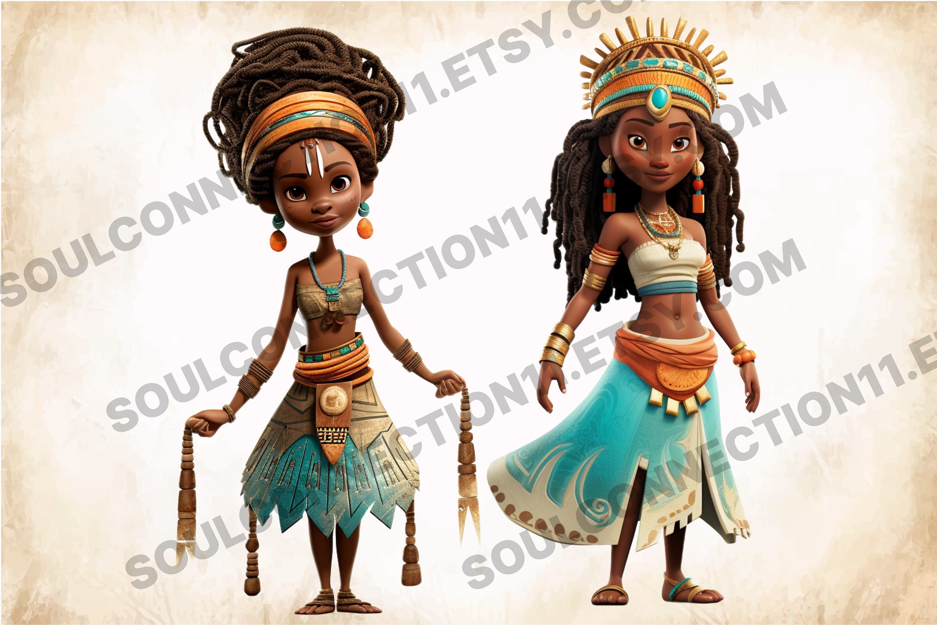 Cute Black Princess PNG Clipart Bundle, African Princess PNG Images ...