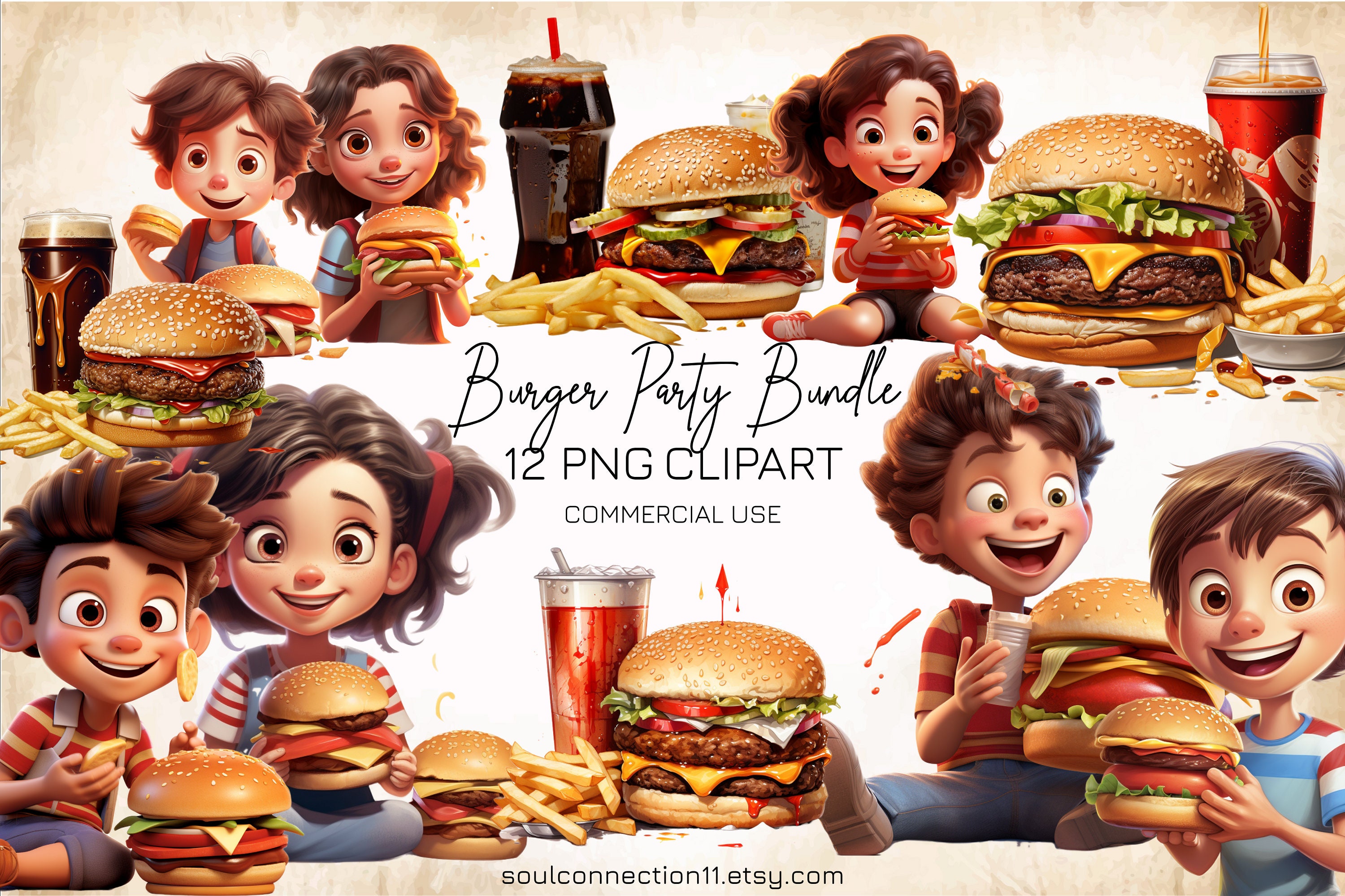 Burger Party PNG Clipart Burger Images Bundle Junk Food - Etsy