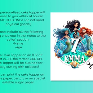 Little Mermaid Cake Topper, Personalized Mermaid Cake Centerpiece ...