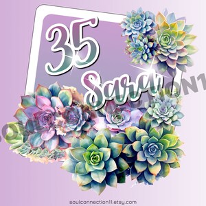 Succulent Cake Topper, Personalized Cactus Birthday Cake Centerpiece ...