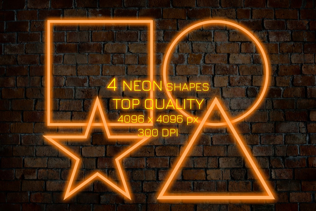 Orange NEON Shapes, Neon Geometric Figures, Neon Light Effect, Neon PNG ...