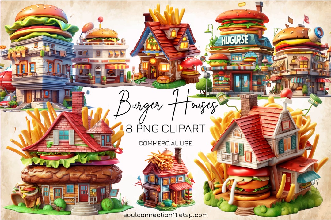 Burger Houses PNG Clipart, House of Burger and French Fries, Fairy ...