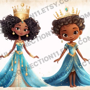 Cute Black Princess PNG Clipart Bundle, African Princess PNG Images ...