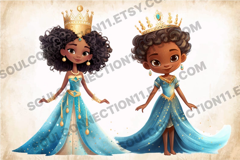 Cute Black Princess PNG Clipart Bundle, African Princess PNG Images ...