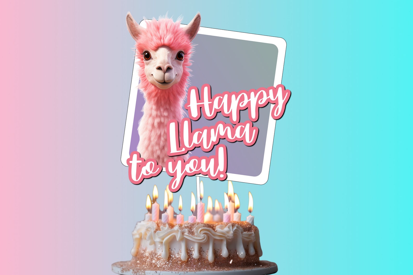 Llama Cake Topper Happy Llama to You Printable Birthday Cake - Etsy