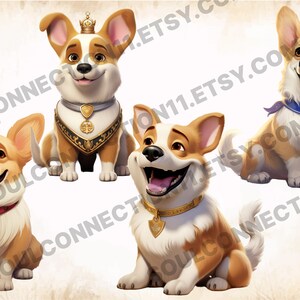 Royal Corgi PNG Clipart Bundle, Cute Cartoon Dogs Clipart, Sublimation ...