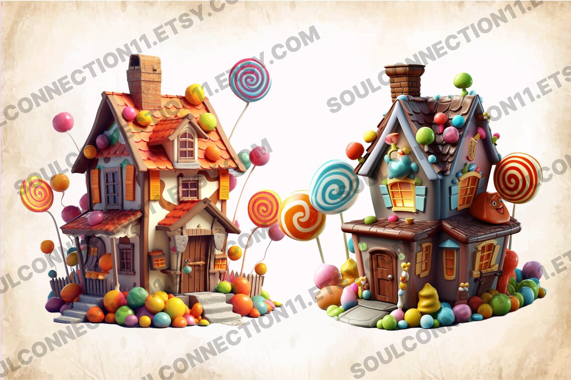 Fairy Candy Houses PNG Clipart Lollipop Houses Bundle Candy - Etsy