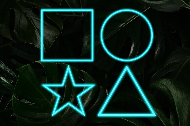 Blue NEON Shapes Neon Geometric Figures Neon Light Effect - Etsy