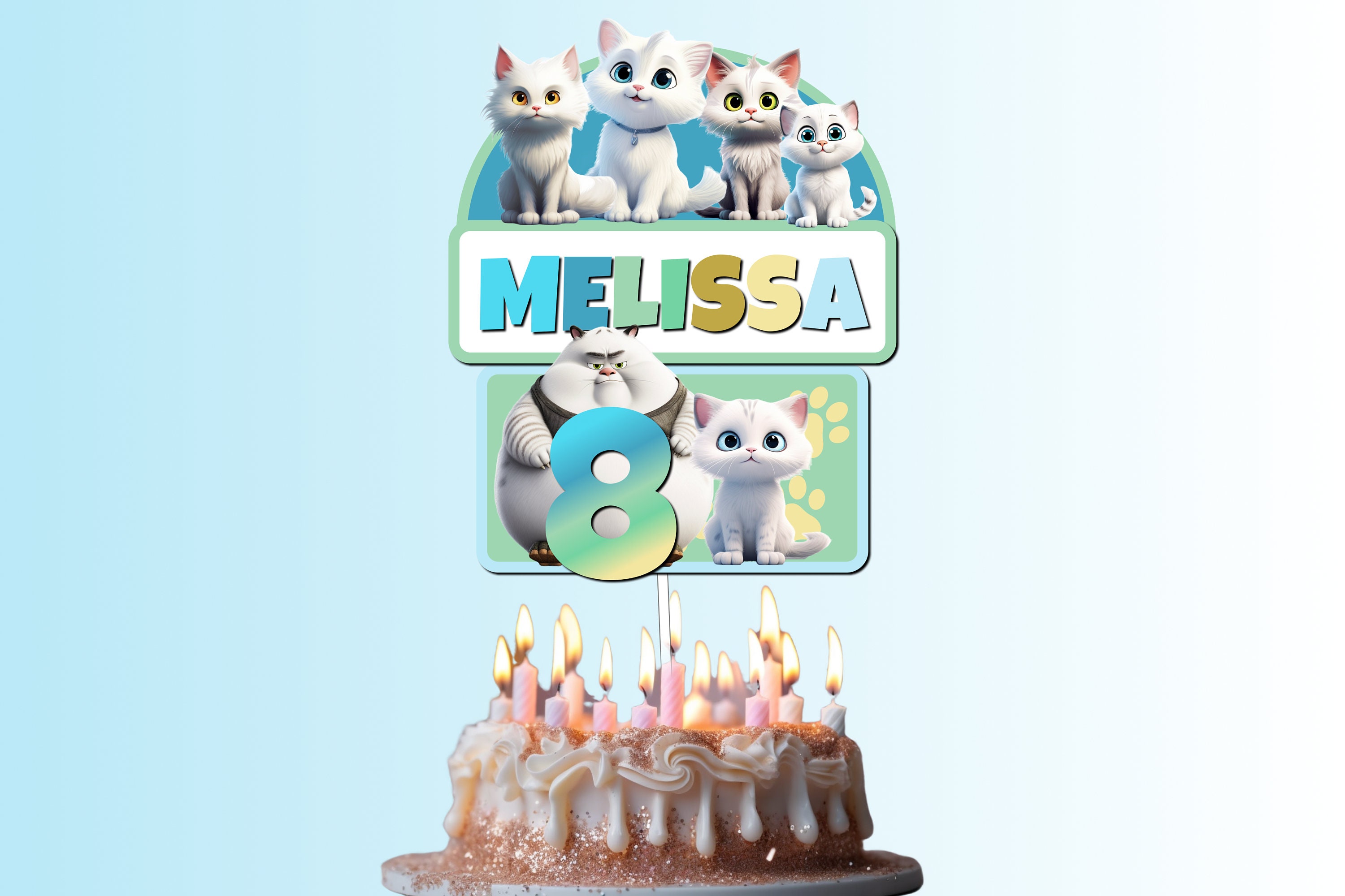 Cats Cake Topper Personalized Cat Cake Centerpiece Printable - Etsy