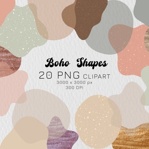 Abstract Shapes Clipart, Boho Figures PNG, Bohemian Spot Bundle ...