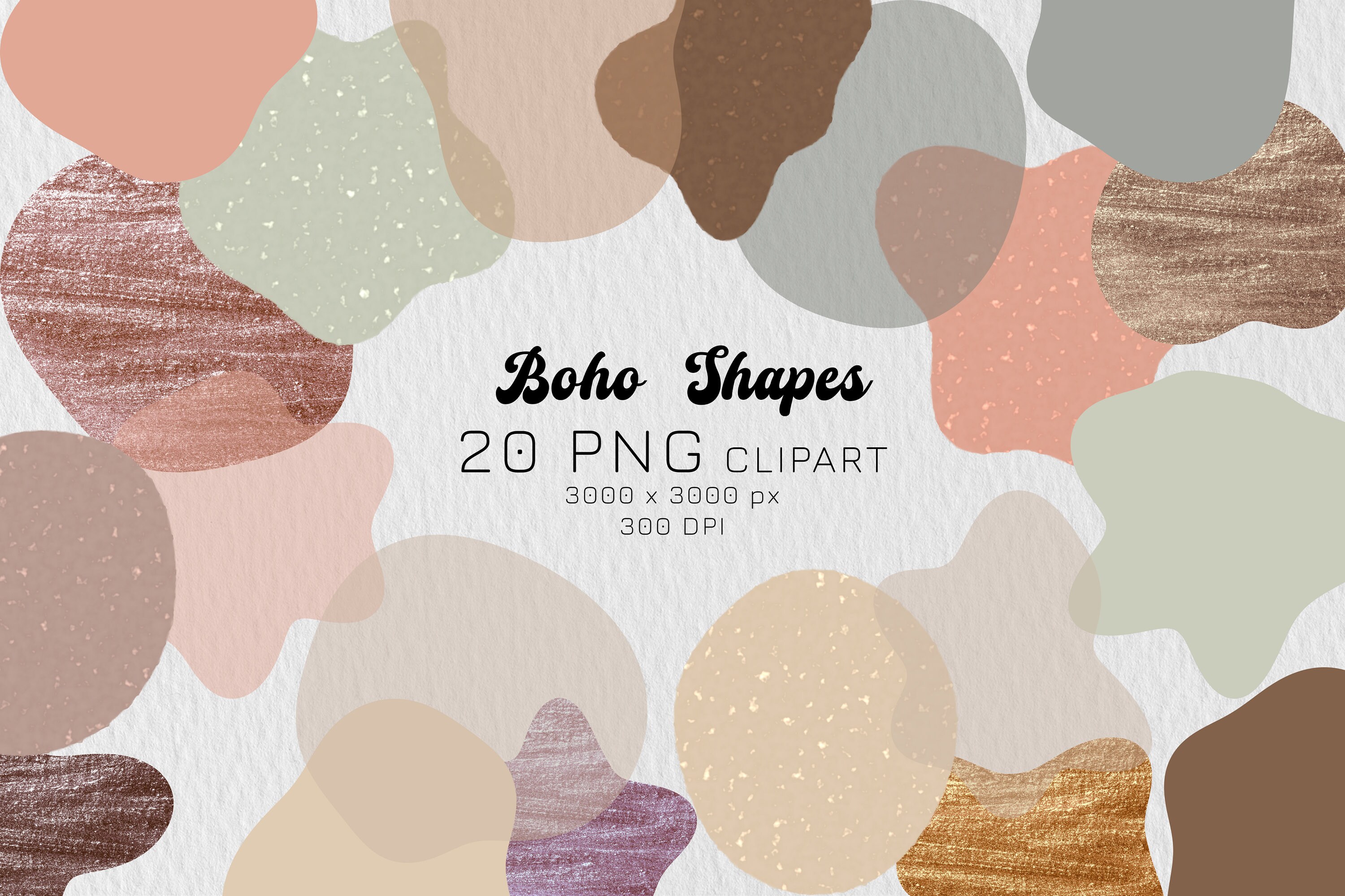 Abstract Shapes Clipart Boho Figures PNG Bohemian Spot - Etsy