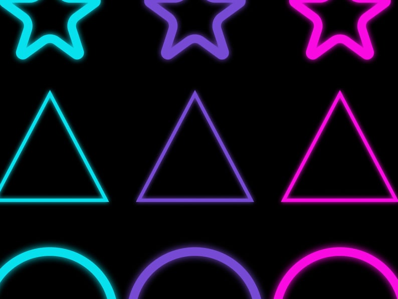 70 NEON Shapes Neon Geometric Figures Neon Light Effect PNG - Etsy