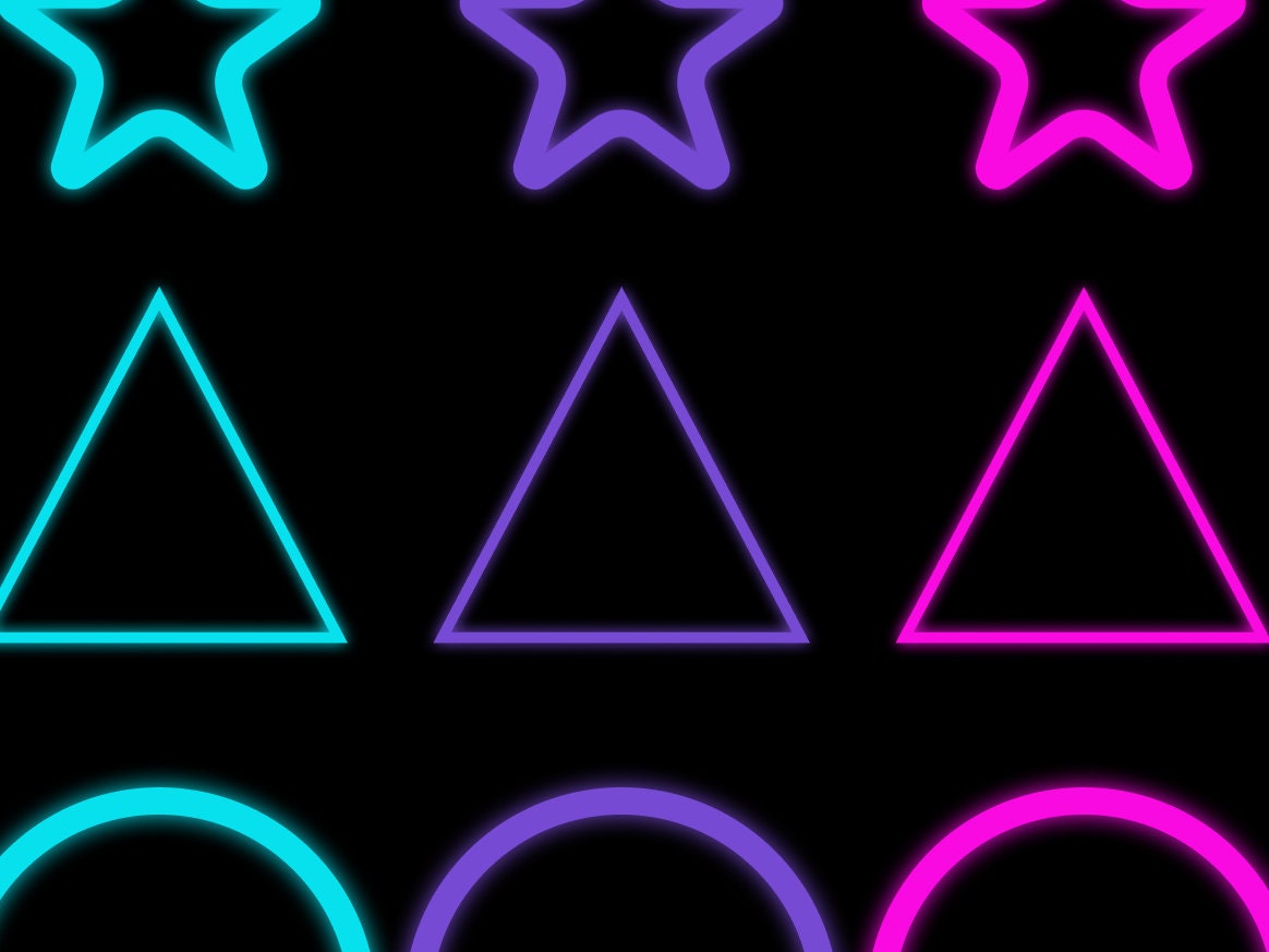 70 NEON Shapes Neon Geometric Figures Neon Light Effect PNG - Etsy