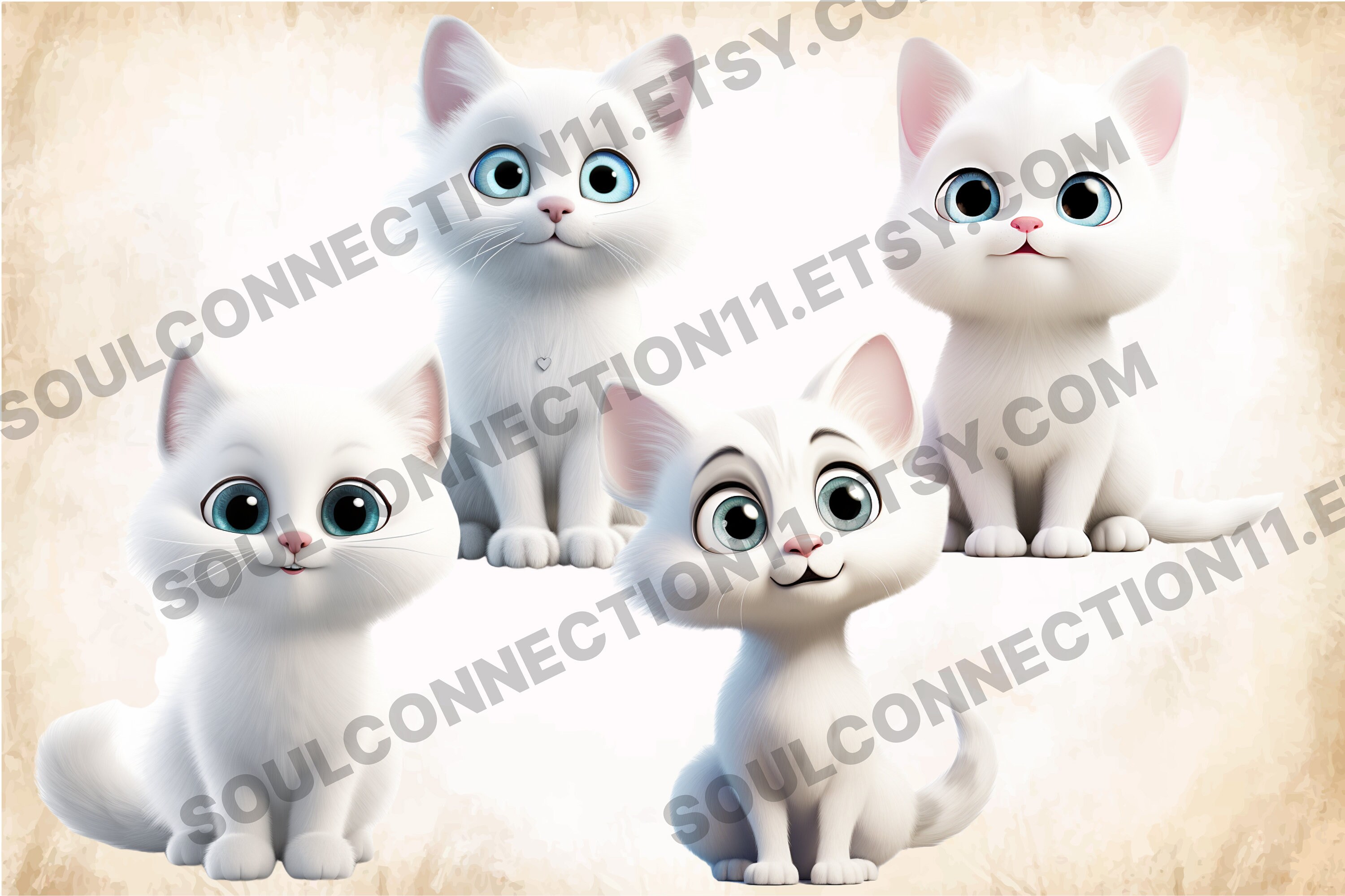 Cute Cats PNG Clipart Bundle Cartoon Kittens Images - Etsy