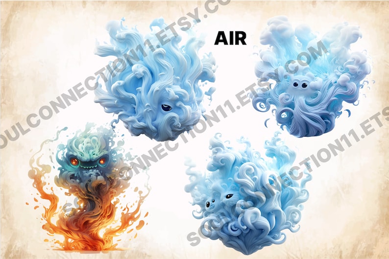 Elementals PNG Clipart Fire Elemental Water Elemental Air - Etsy