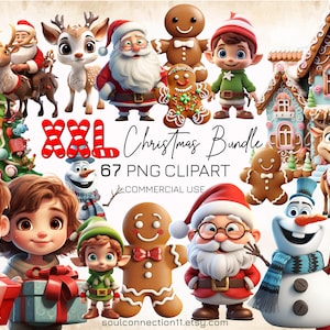 XXL Christmas PNG Clipart, Christmas Images Bundle, Santa, Deer ...