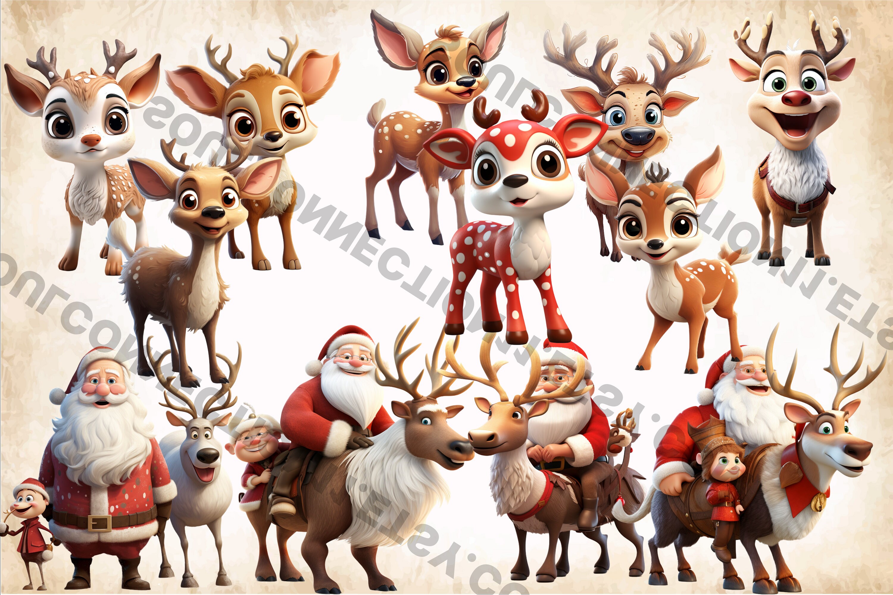 XXL Christmas PNG Clipart, Christmas Images Bundle, Santa, Deer ...