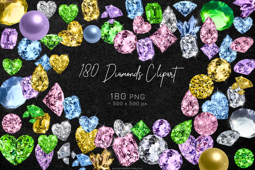Diamond Clipart PNG, Real Diamonds Clipart, Multicolor Brilliants PNG ...