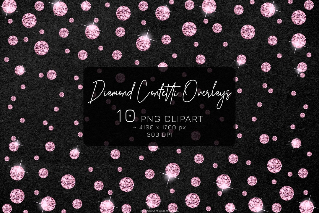 Diamond Clipart, Diamond Confetti Overlays, PNG Diamonds, Glitter ...