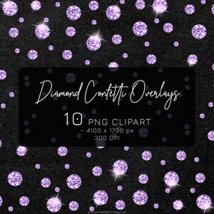 Diamond Clipart, Diamond Confetti Overlays, PNG Diamonds, Glitter ...