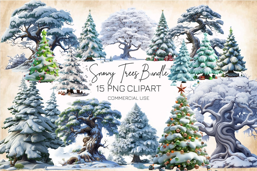 Snowy Trees PNG Clipart Bundle, Winter Tree, Christmas Tree ...