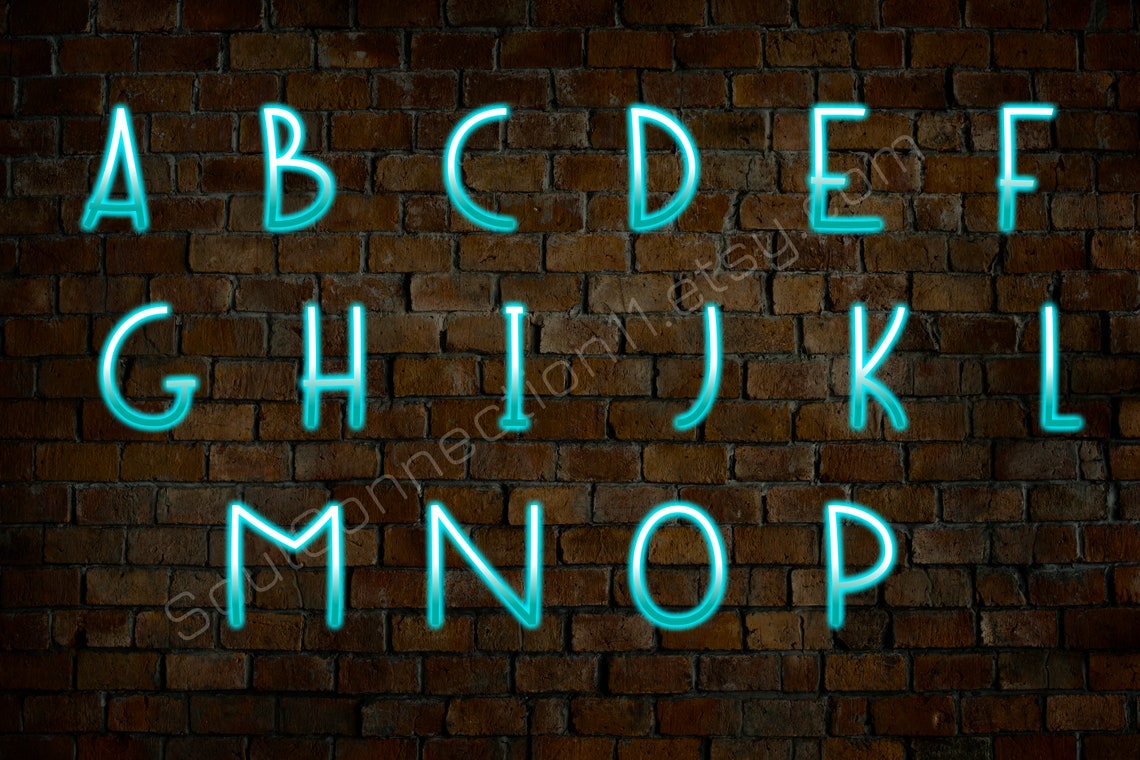 Ice Cold NEON Alphabet PNG Blue Neon Letters and Numbers - Etsy