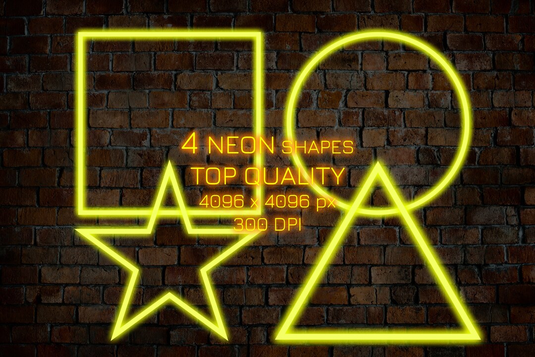 Yellow NEON Shapes, Neon Geometric Figures, Neon Light Effect, Neon PNG ...