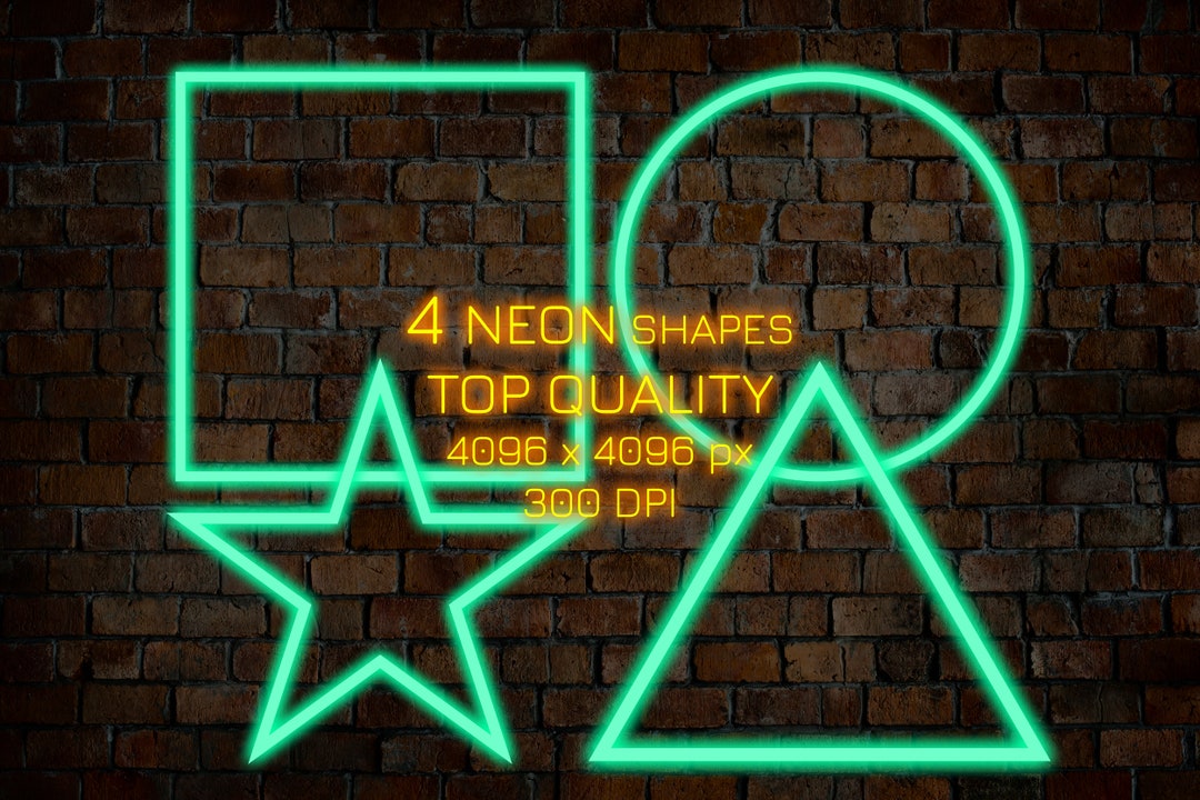 Mint NEON Shapes, Neon Geometric Figures, Neon Light Effect, Neon PNG ...