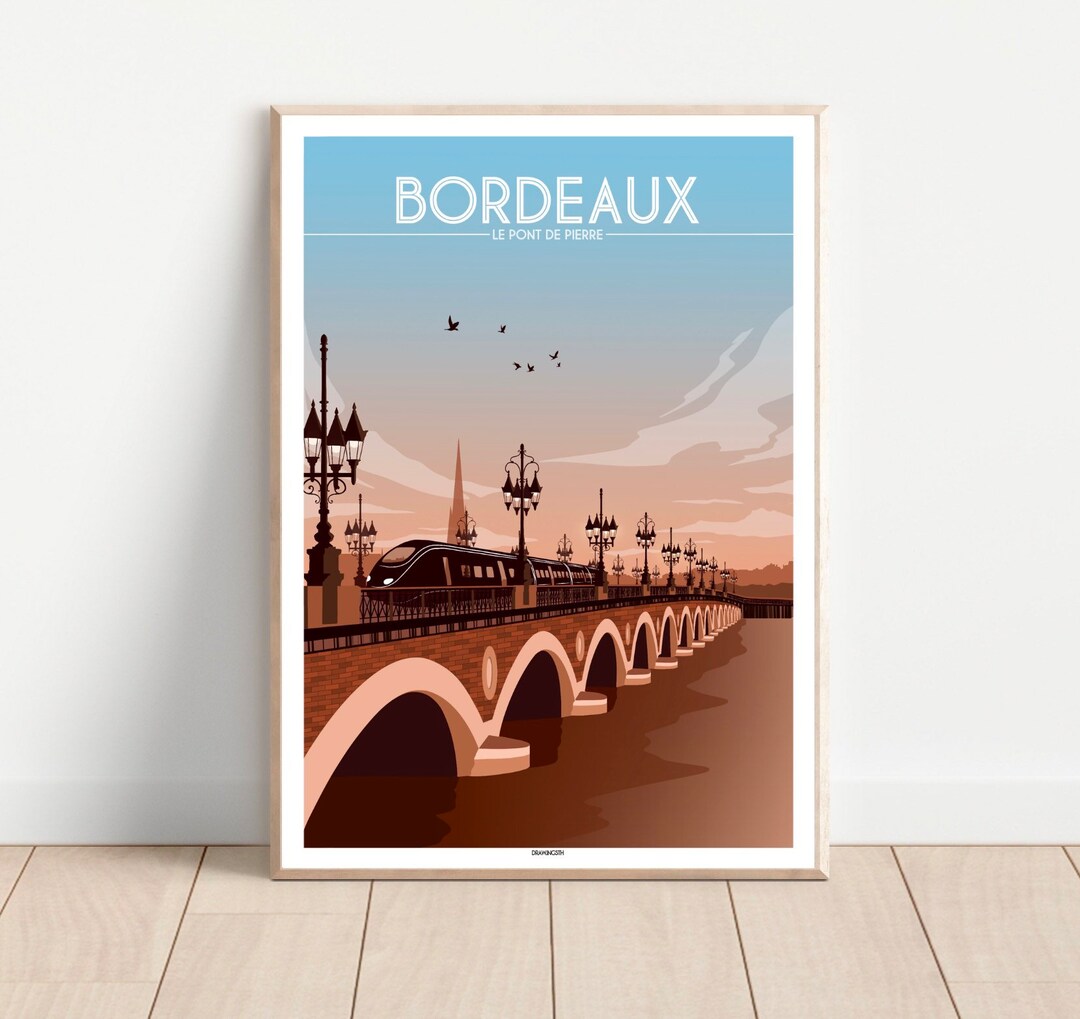 Poster BORDEAUX FRANCE the Stone Bridge - Etsy