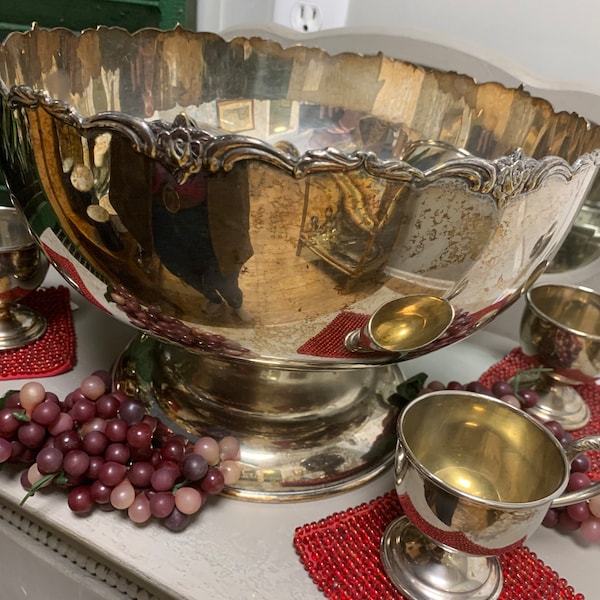 Silver Punch Bowl - Etsy