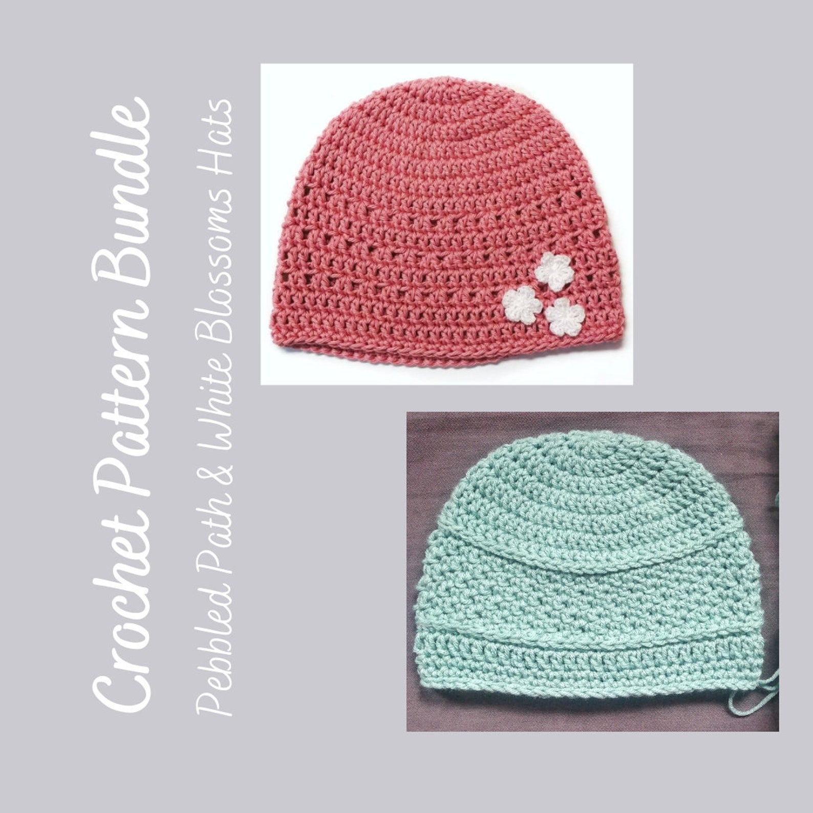 Crochet Chemo Hat Patterns, Pebbled Path Hat, White Blossoms Hat ...
