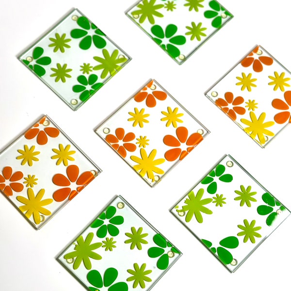 Retro Glass Coasters - Etsy