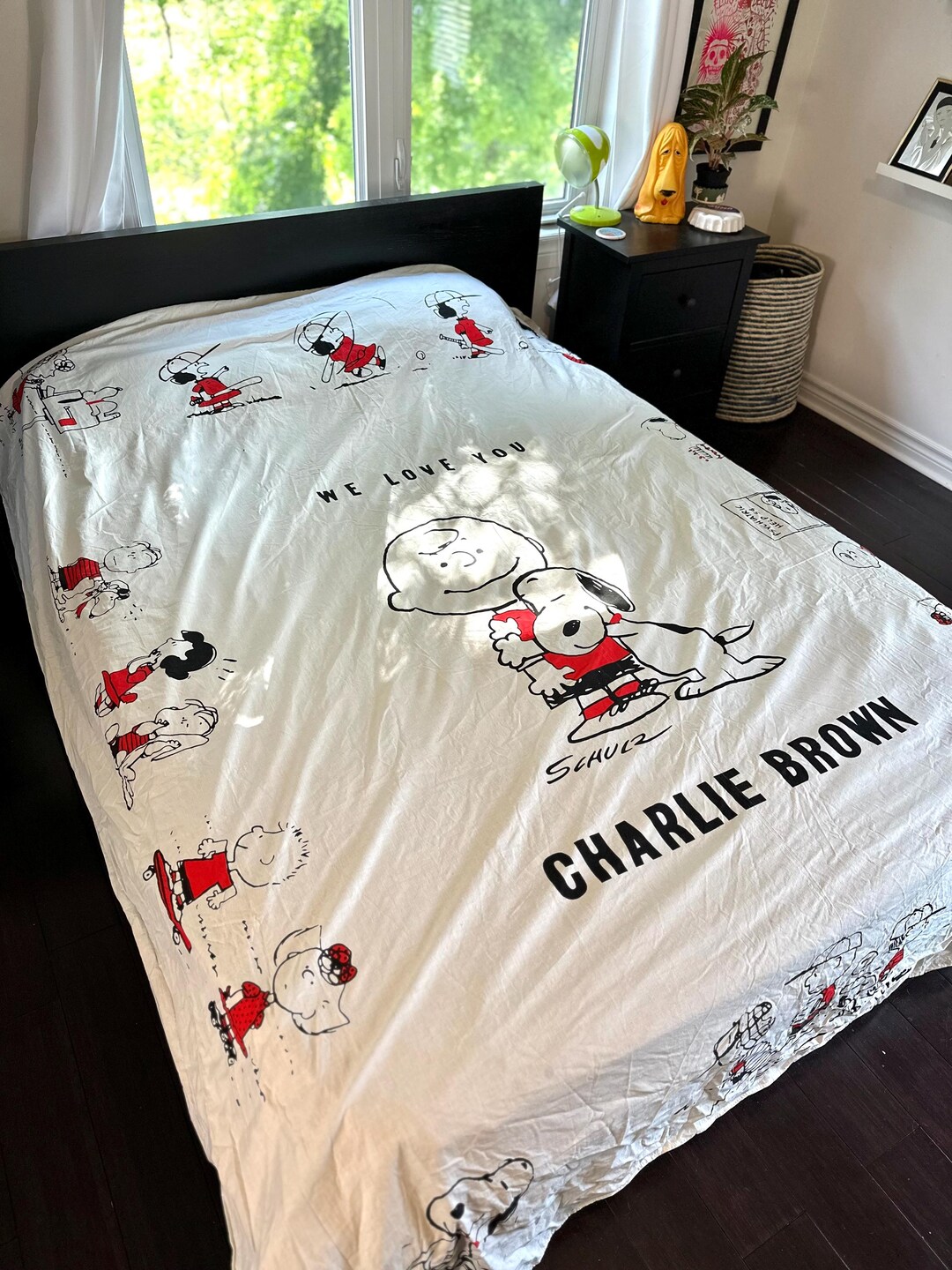 Vintage Queen Flat Sheet, Snoopy, Peanuts, White - Etsy