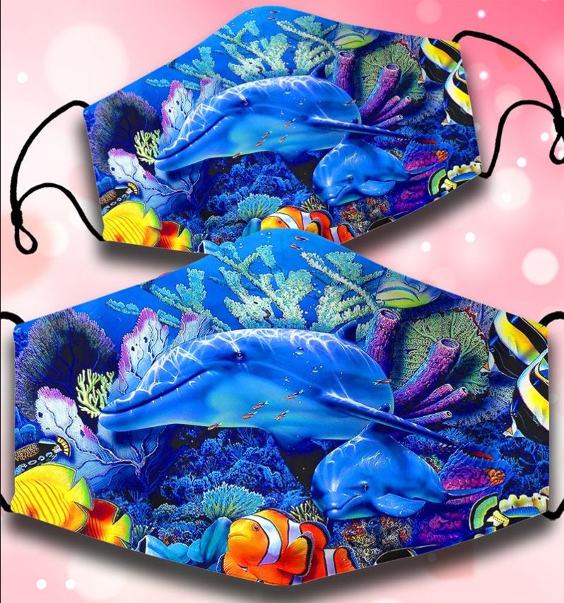 Dolphin Face Mask Sea Animal Face Mask Water Animal | Etsy