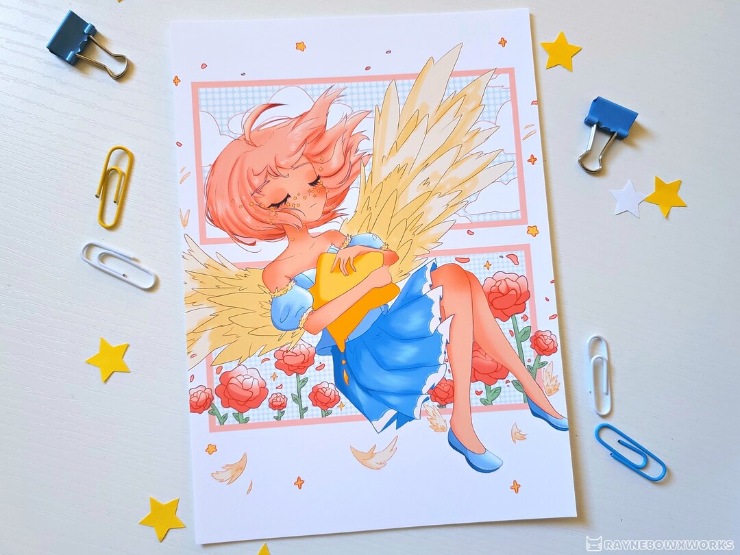 Fallen Embrace Art Print Cute Anime Aesthetic Art Original Art Anime ...