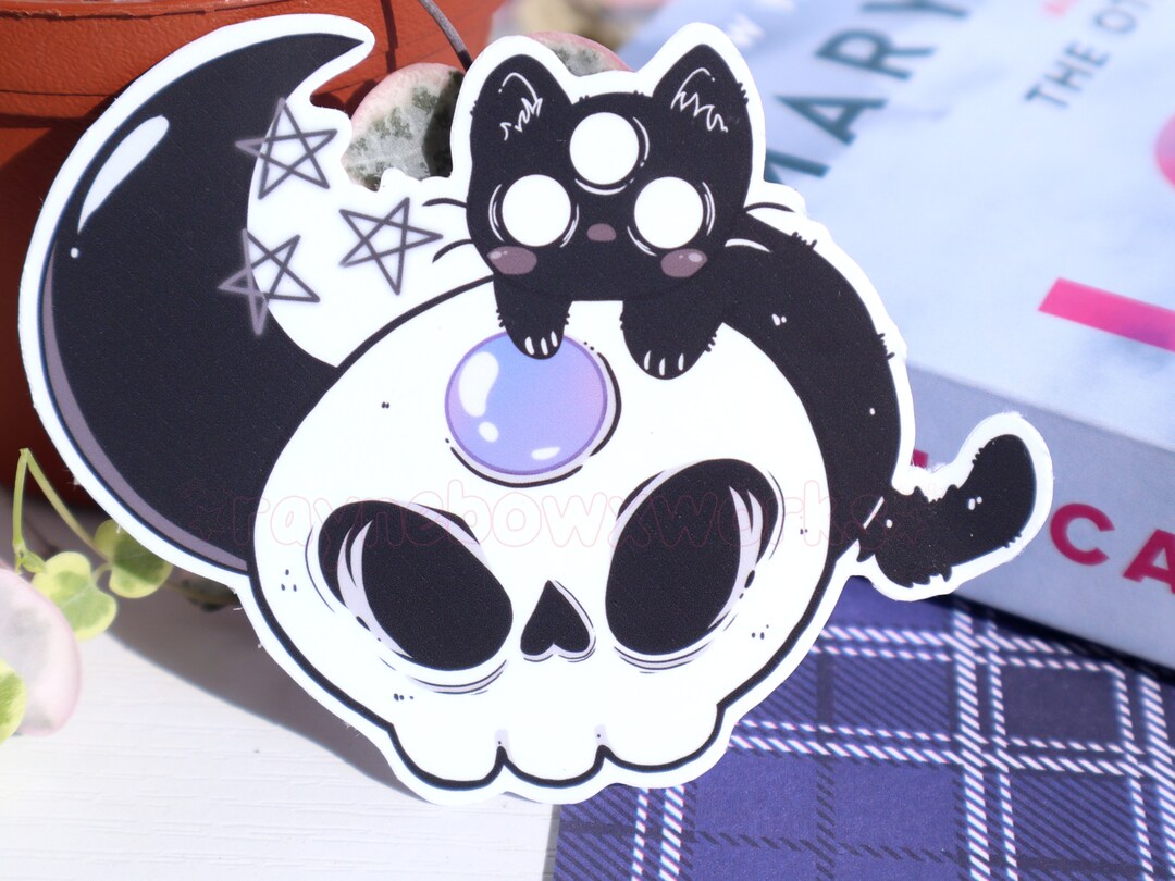 Dark Magic Cat Sticker, Gothic Sticker, Spooky Cute, Cute Sticker ...