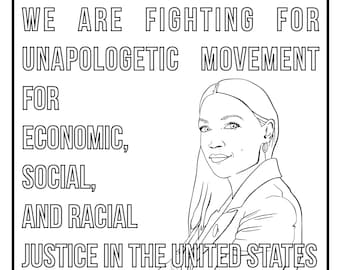AOC on Poverty Adult Digital Coloring Page - Etsy