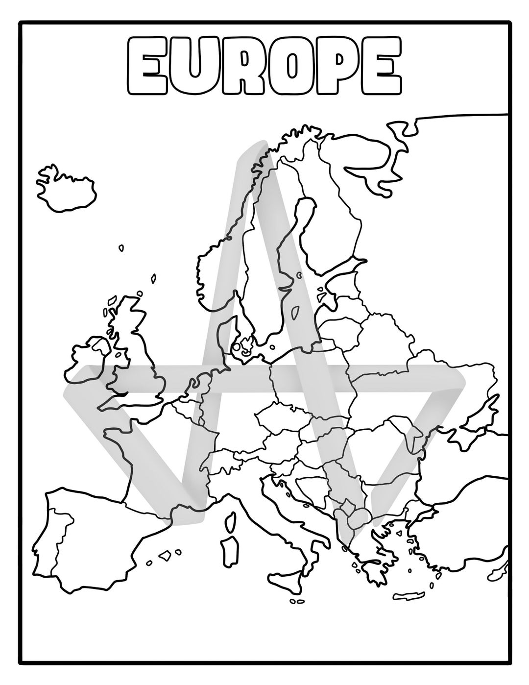 Map of Europe Coloring Page Digital - Etsy