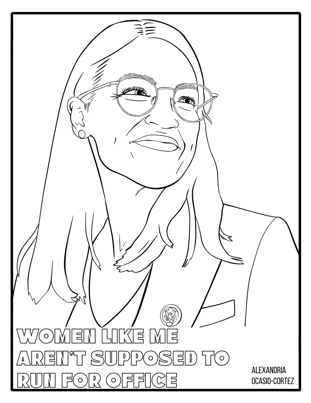 AOC 'women Like Me' Adult Coloring Page Digital - Etsy