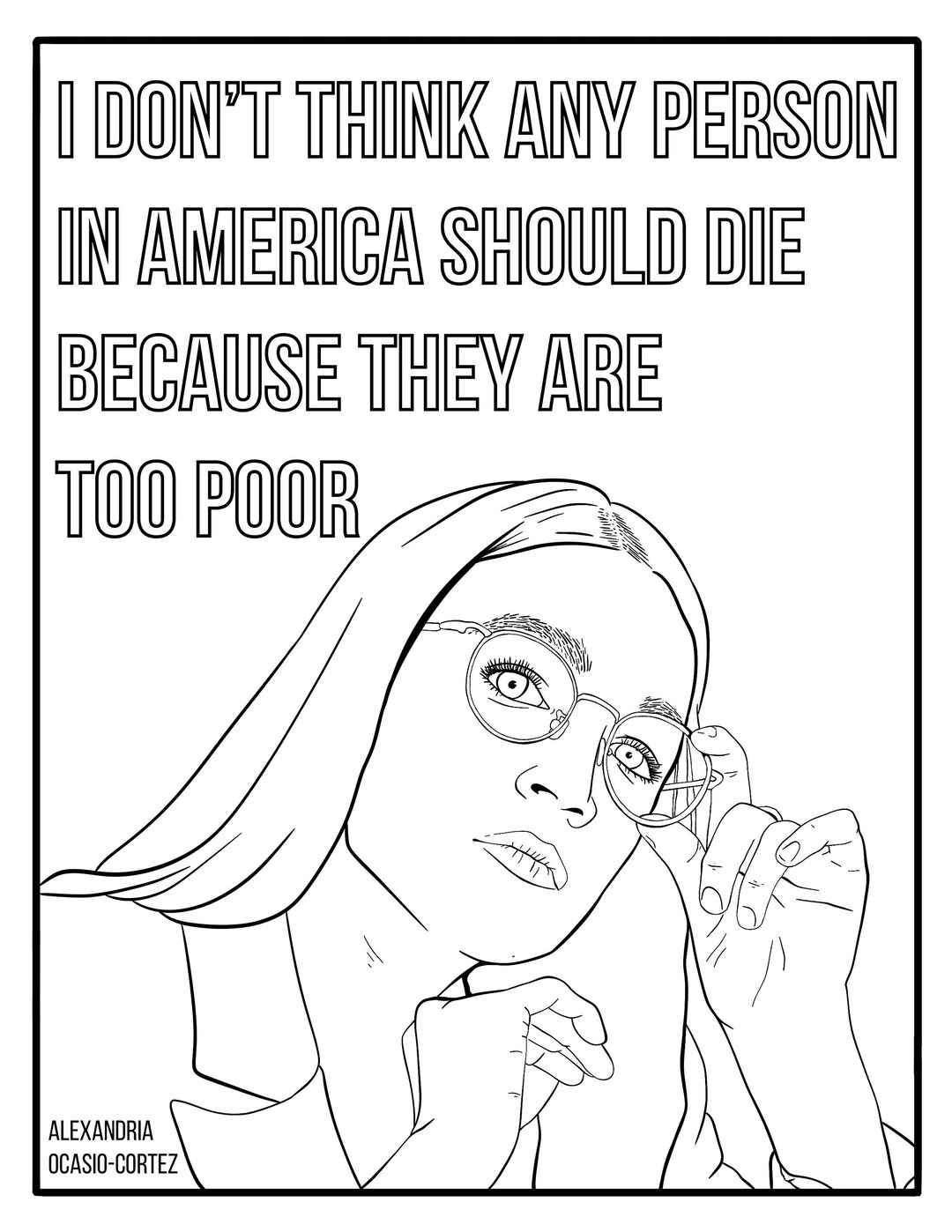 AOC on Poverty Adult Digital Coloring Page - Etsy