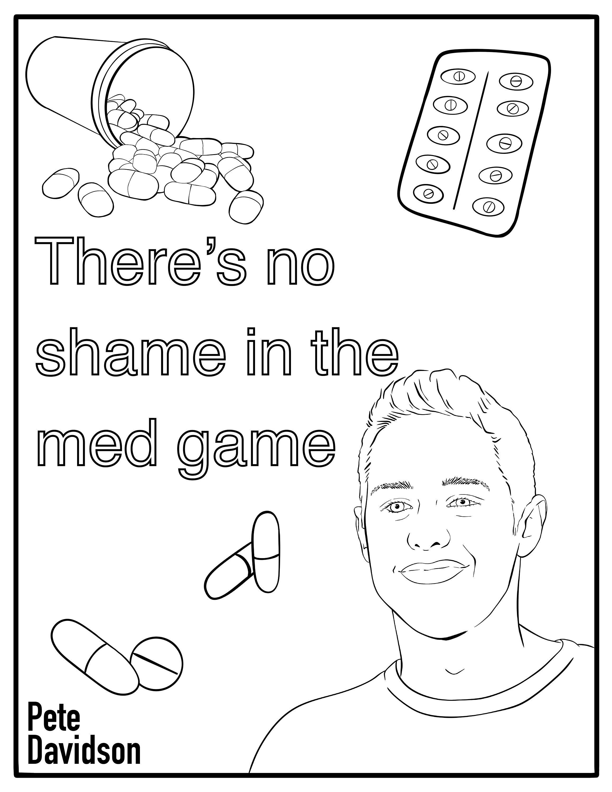 Pete Davidson 'no Shame' Adult Coloring Page Digital - Etsy